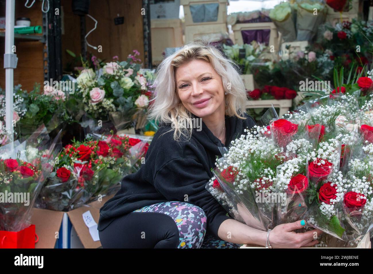 London, England, UK. 14th Feb, 2024. Owner of Natasha s Flowers ...