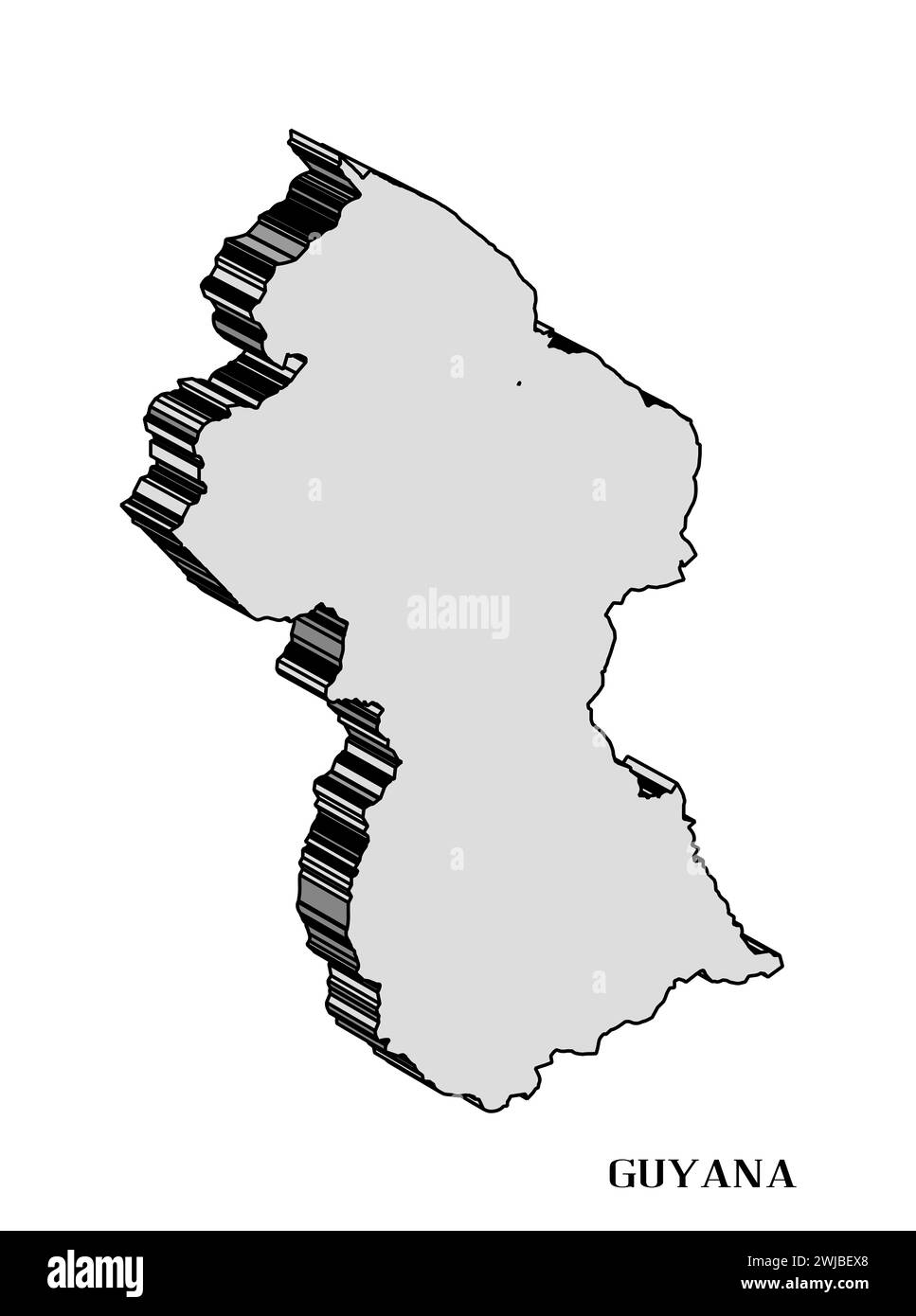 Guyana map outline hi-res stock photography and images - Alamy