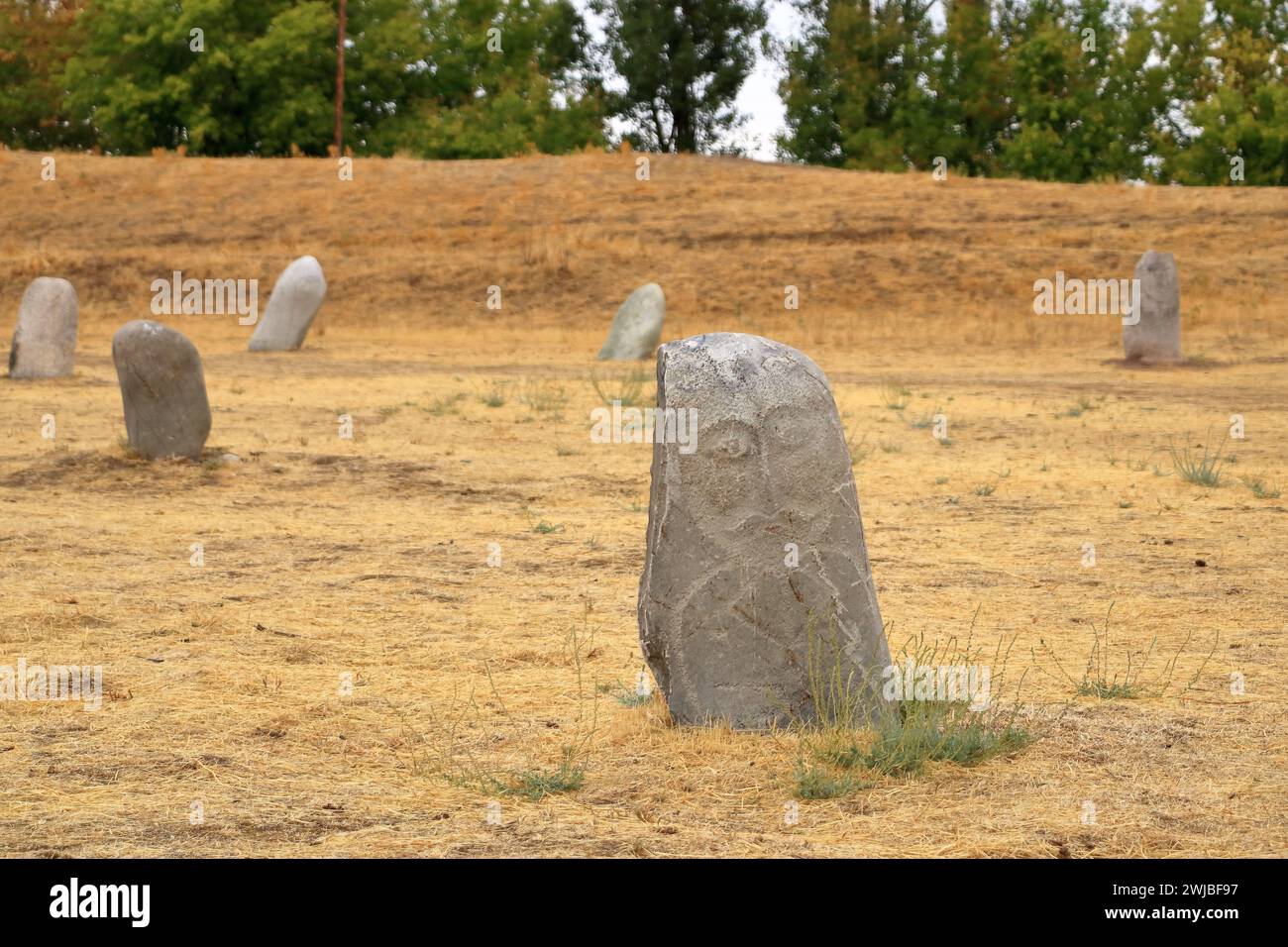 August 31 2023 - Tokmok in Kyrgyzstan: collection of stone monuments of ...