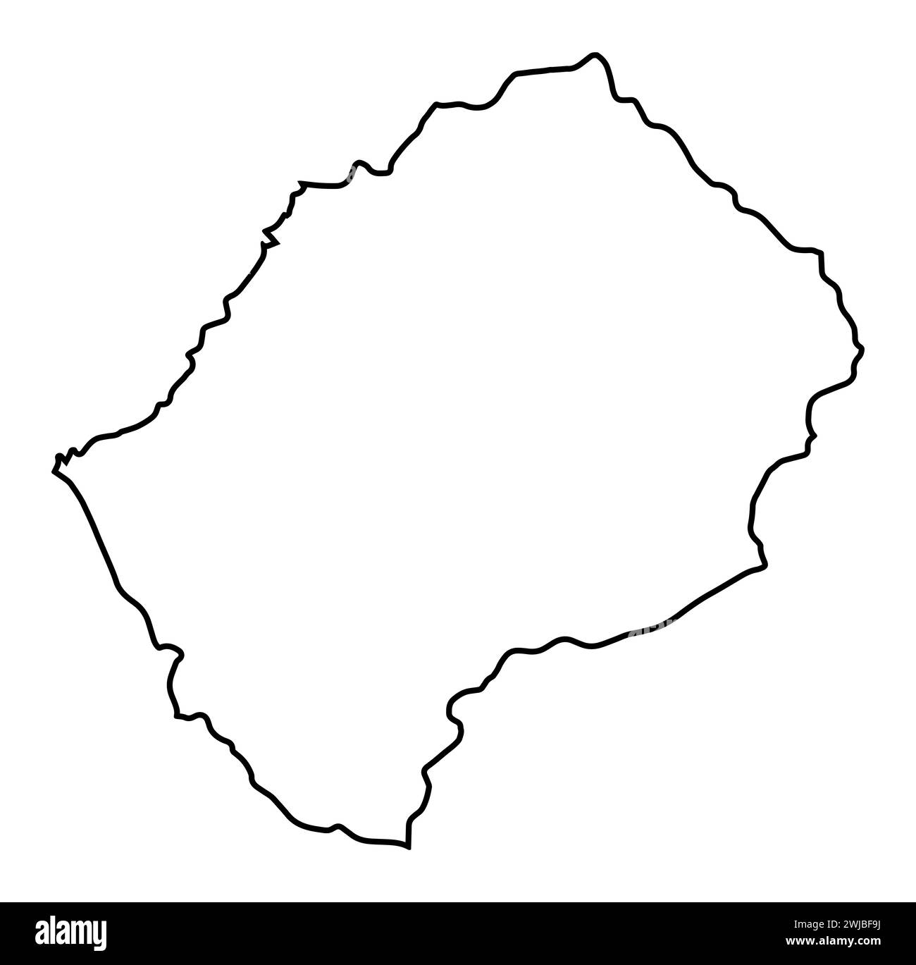 Lesotho outline silhouette map in black line isolated on white Stock ...
