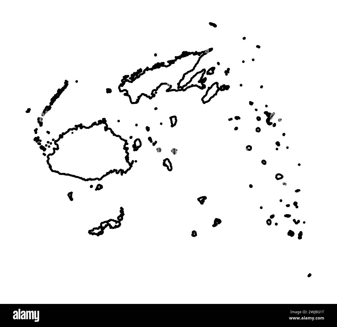 Map of fiji islands Black and White Stock Photos & Images - Alamy