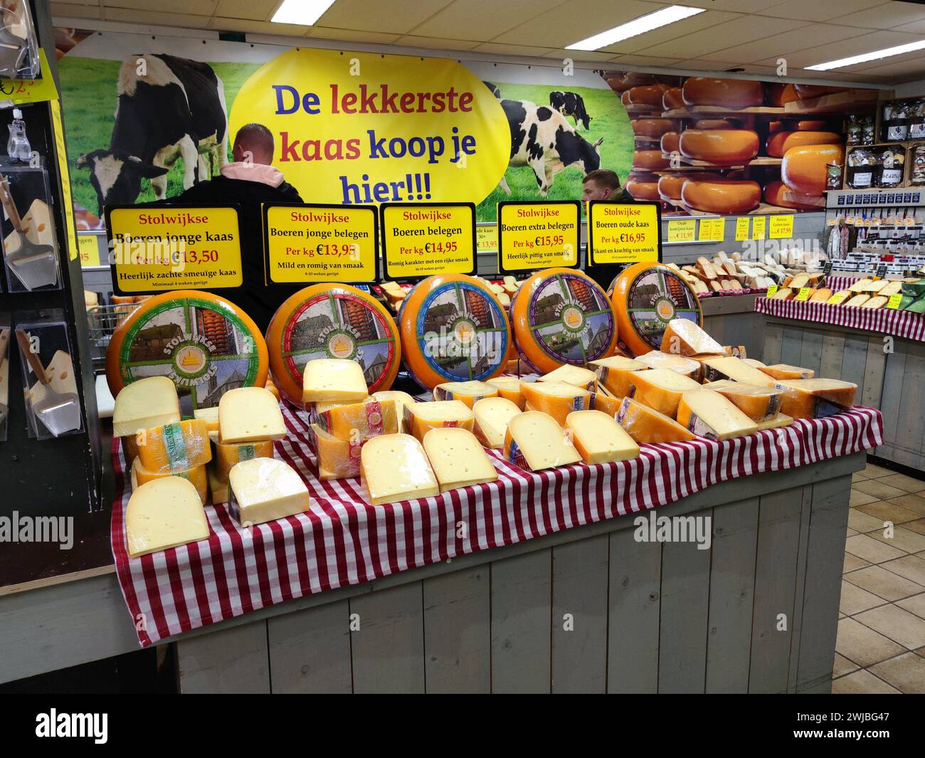 Cheese stand with Dutch cheese in a supermarket Stock Photo - Alamy