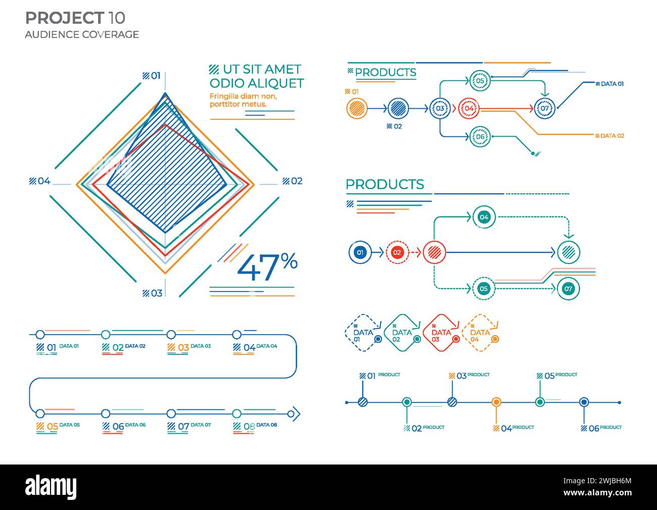 Modern project charts. Finance elements vector illustration Stock ...