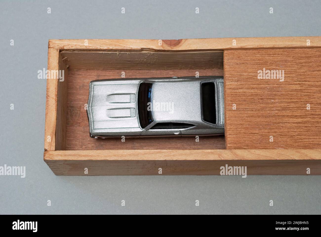 car model inside wooden box Stock Photo - Alamy