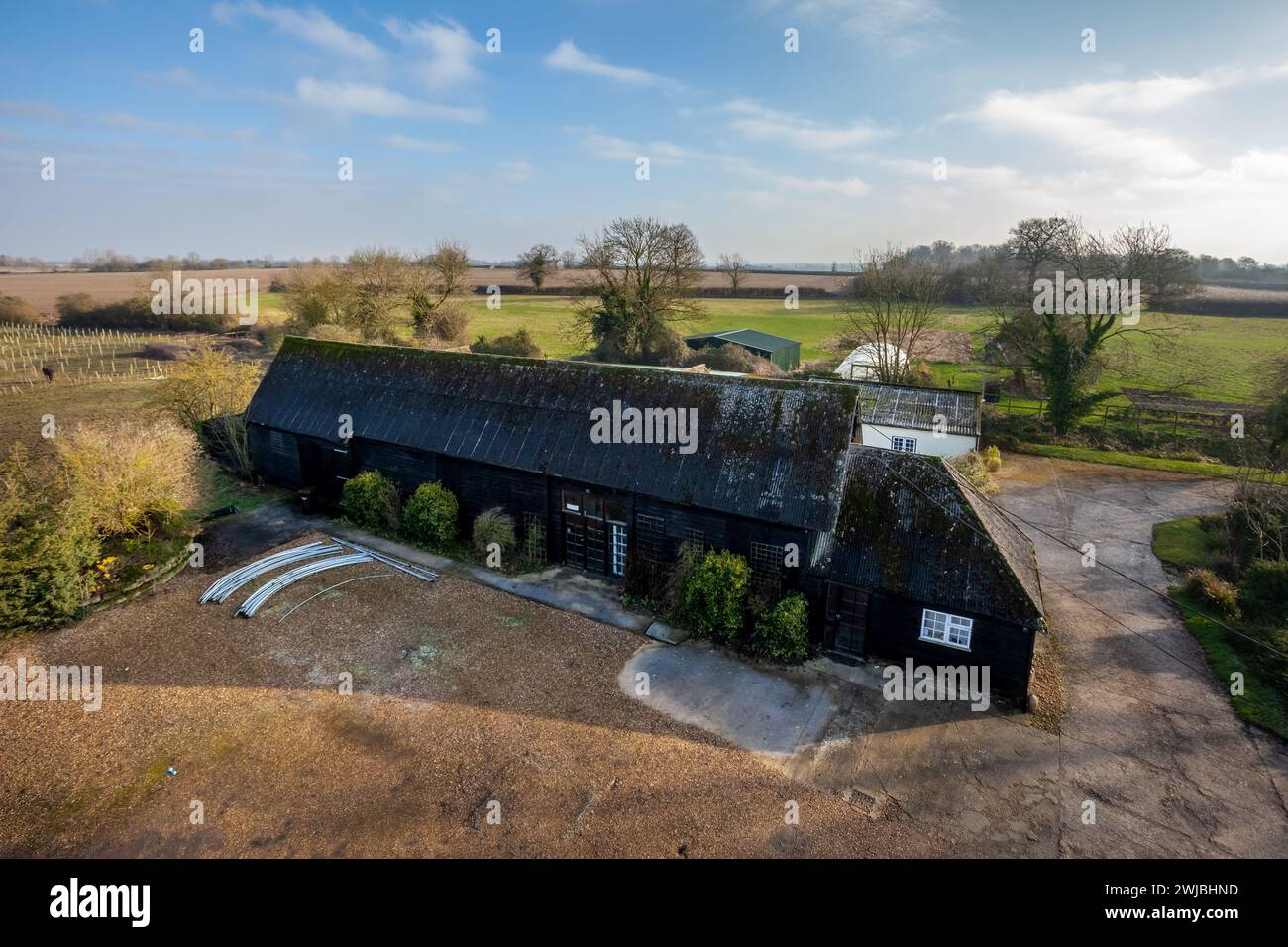 Wickhambrook, Suffolk - Jan 21 2020: Traditional detached farm barn ...