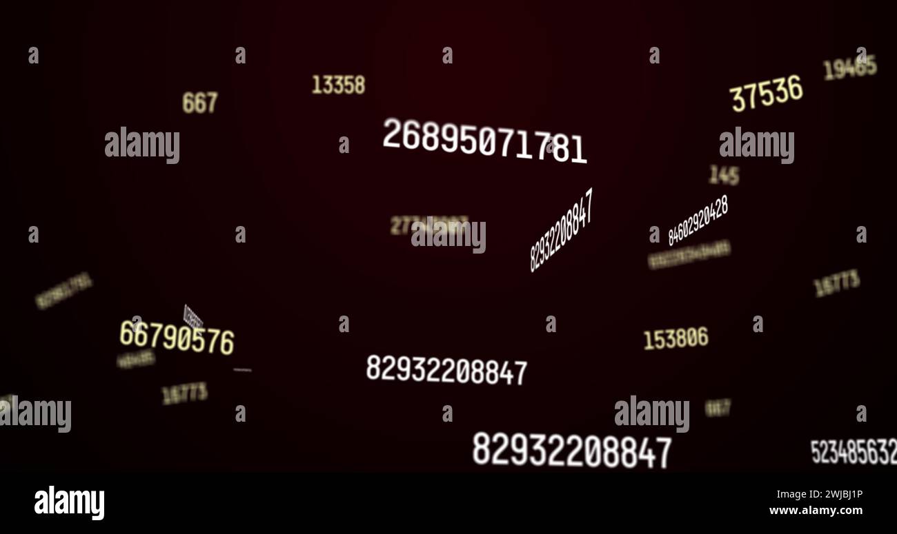 Digital image of changing numbers and data processing against brown ...