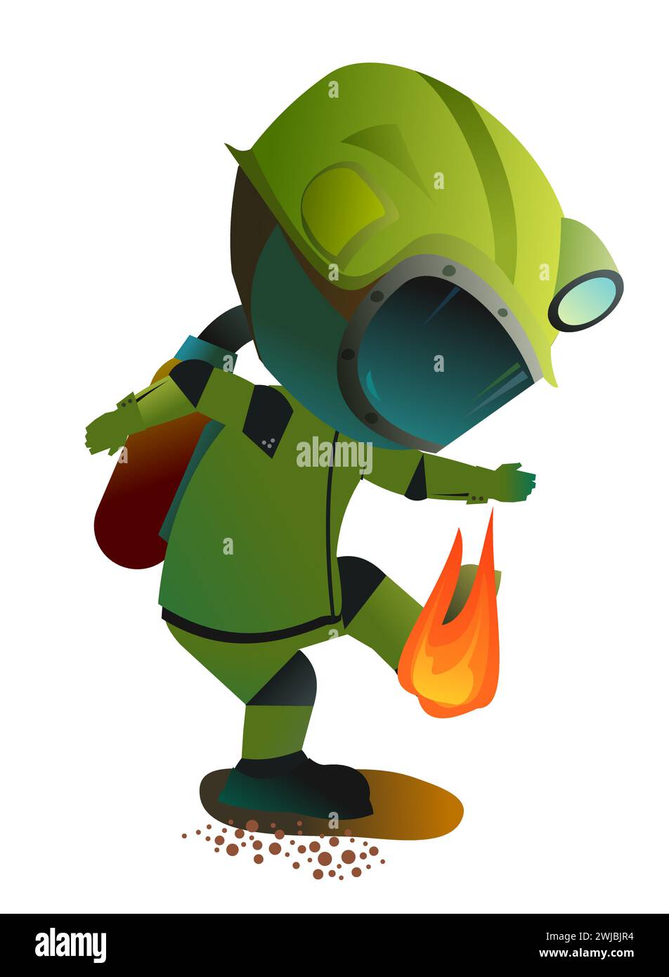 fireman caught fire. Extreme dangerous situation. Lifeguard service ...