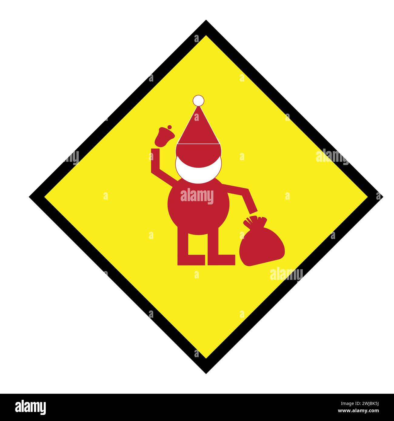 Santa Claus on board sign, red santa claus with sack and bell Stock ...