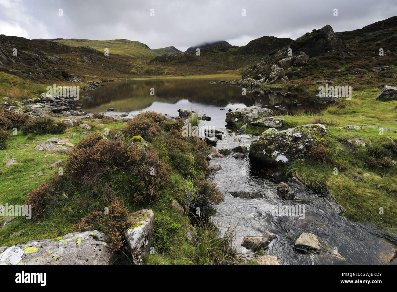 View over Blackbeck Tarn below Haystacks fell, Lake District National ...