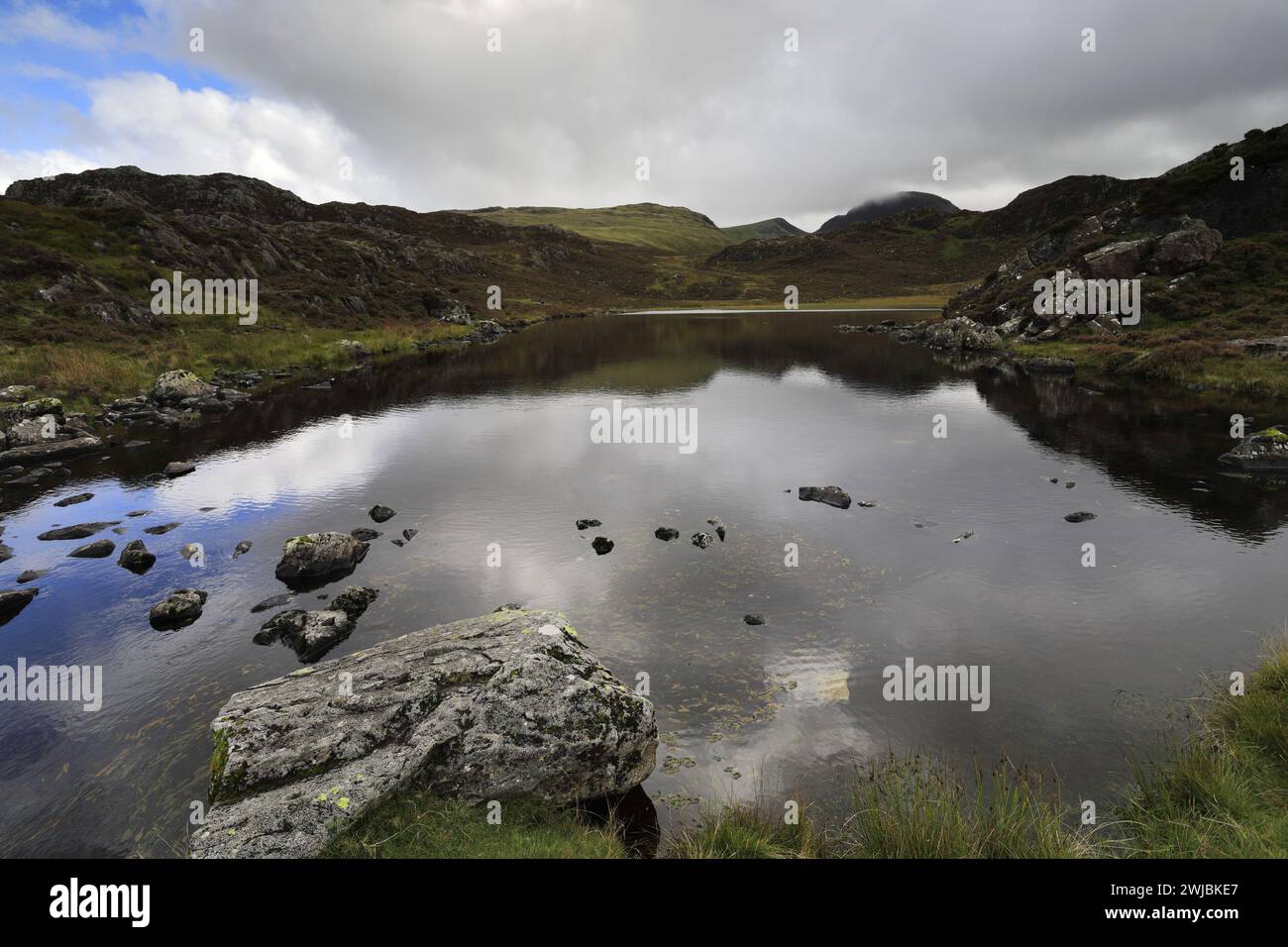 View over Blackbeck Tarn below Haystacks fell, Lake District National ...