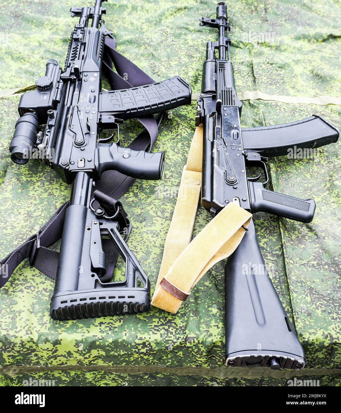 Samara, Russia - May 27, 2023: Russian Kalashnikov assault rifle AK-12 ...