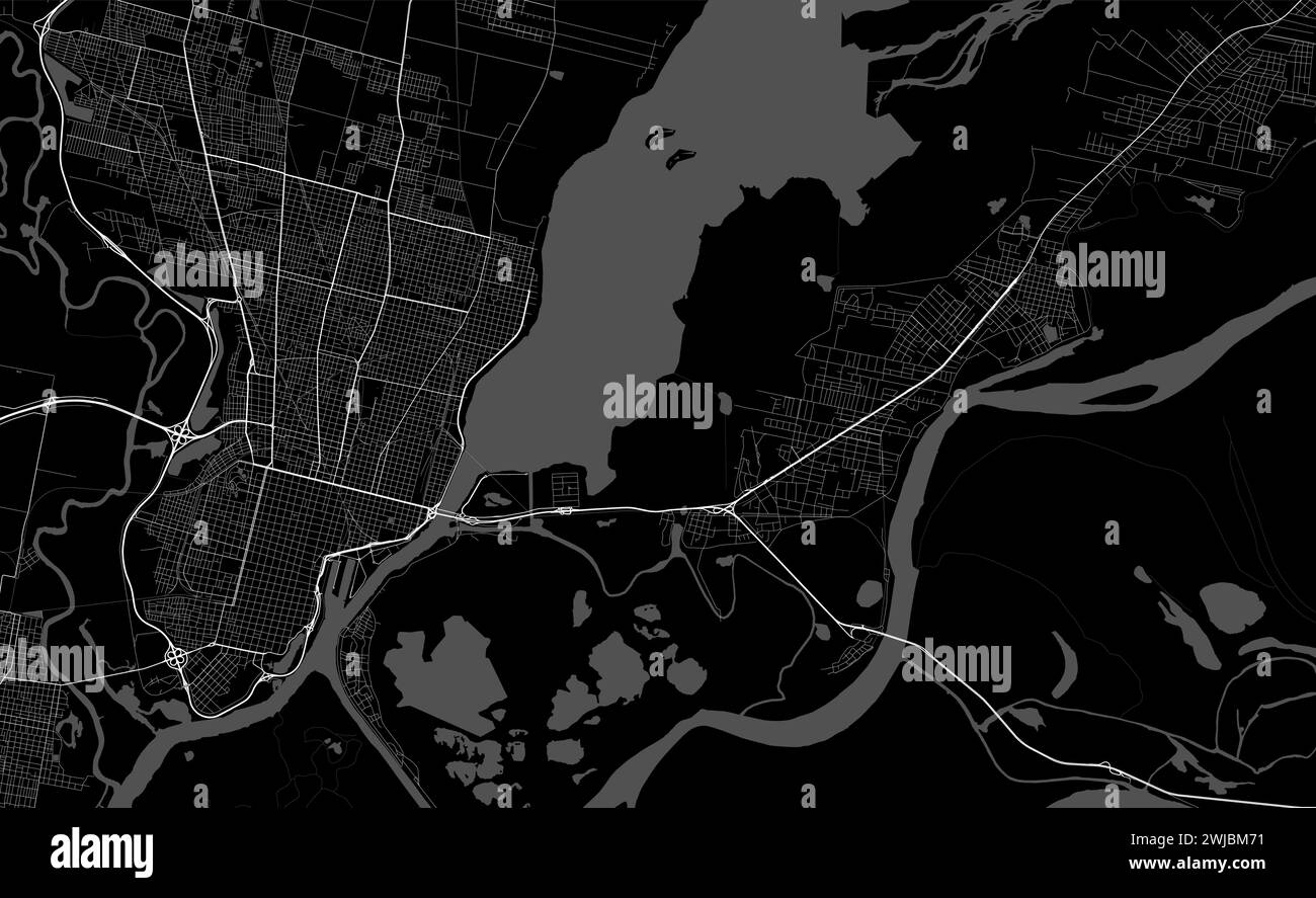Map of Santa Fe de la Vera Cruz city, Argentina. Urban black and white ...