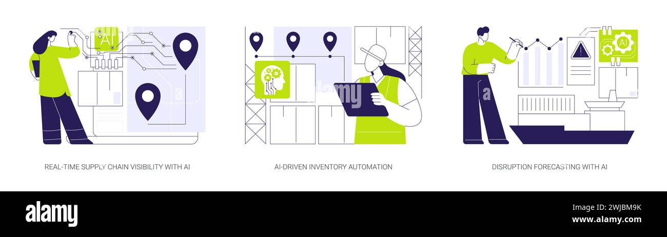 AI in logistics and warehousing abstract concept vector illustrations ...