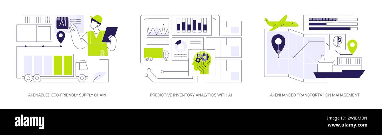 AI logistics abstract concept vector illustrations Stock Vector Image ...