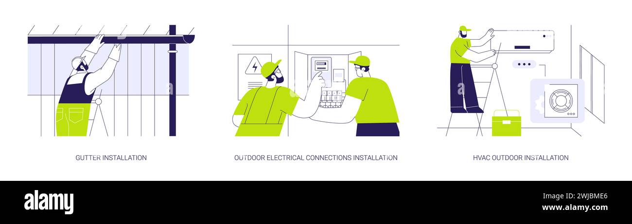 Exterior utilities in residential construction abstract concept vector illustrations Stock ...