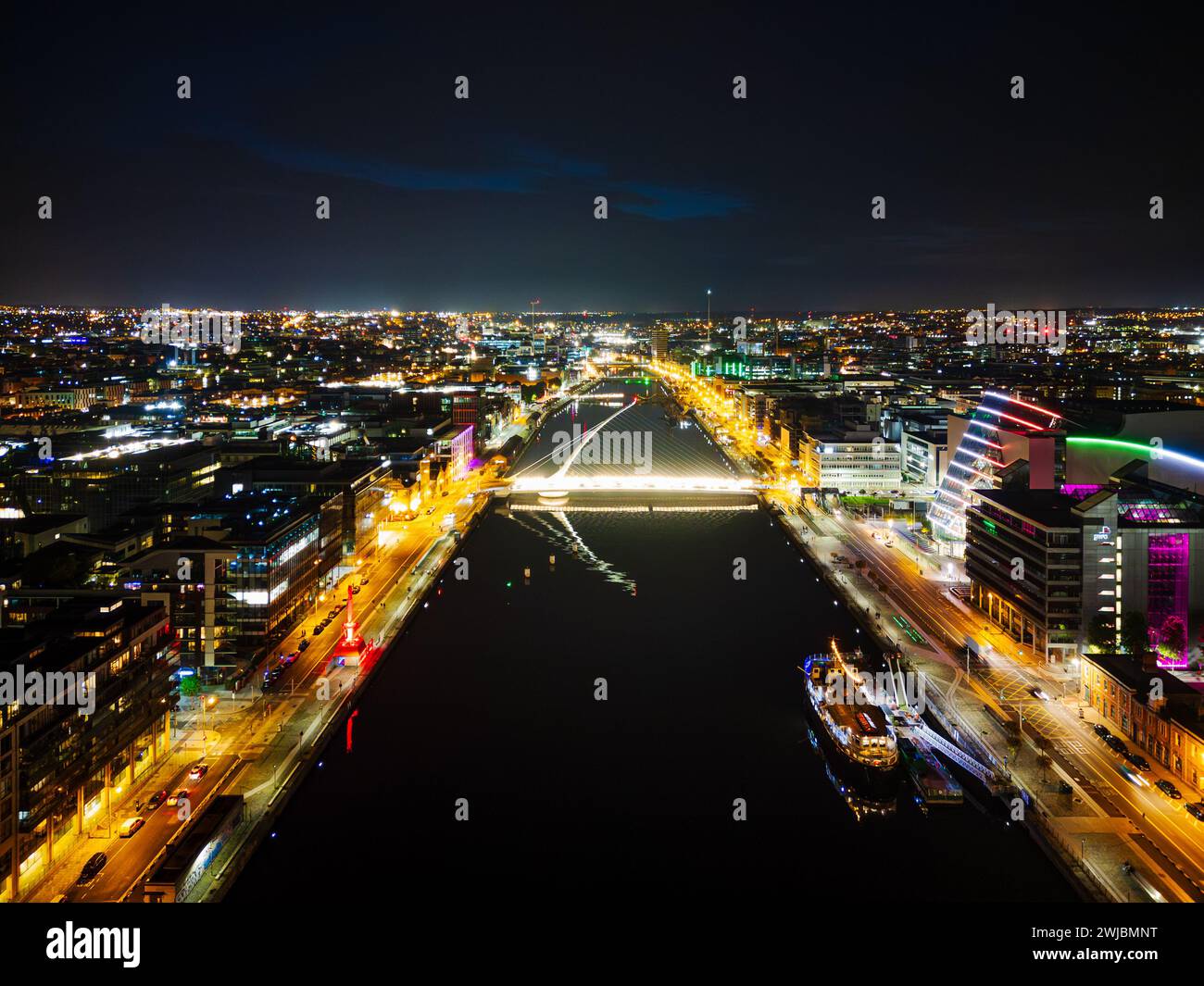 Dublin night aerial view hi-res stock photography and images - Alamy