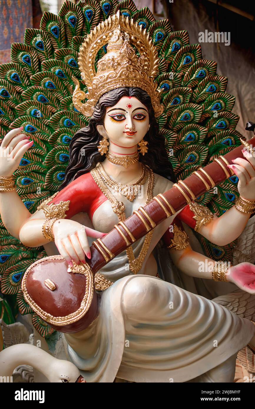 Idol of Goddess Devi Saraswati is in preparation for the upcoming ...