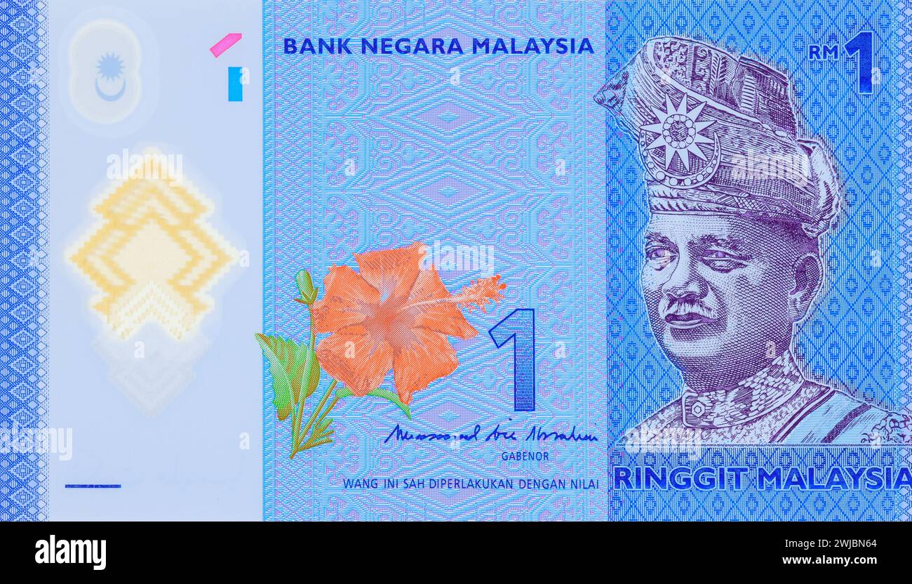 Banknote of Malaysian one ringgit MYR issued by Bank Negara Malaysia Stock Photo - Alamy