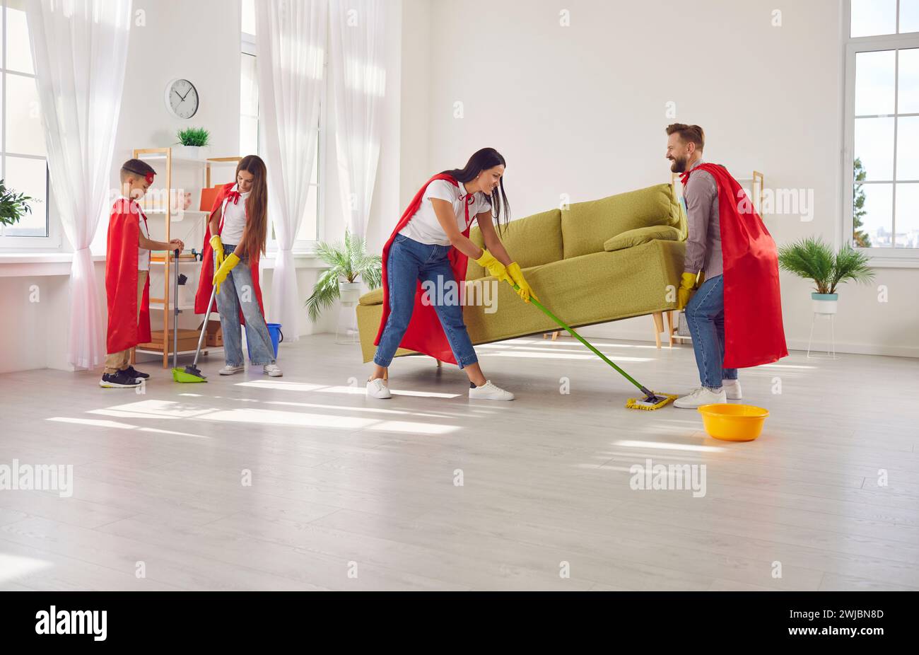 Father son sweeping floor hi-res stock photography and images - Alamy