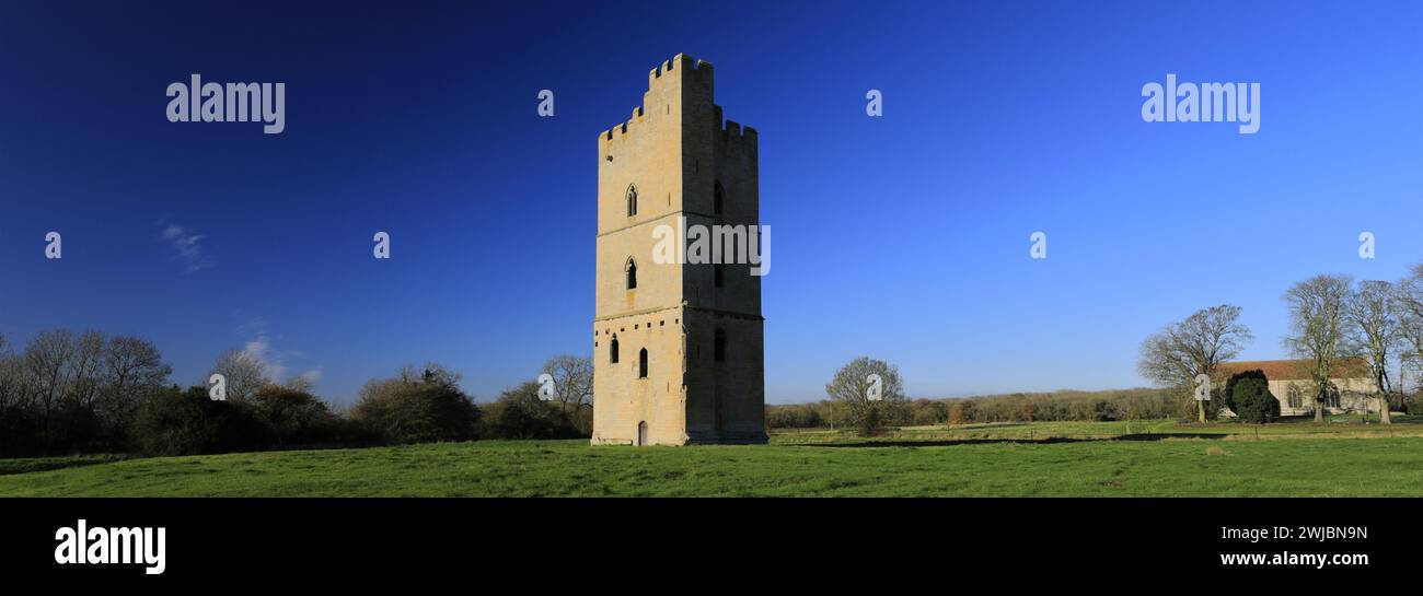 View over the South Kyme Keep, a 14th-century tower on a Saxon moated ...