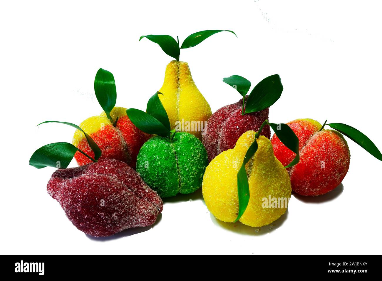 Sweets made of dough in the form of fruit, apple, pear, plum and alchi ...