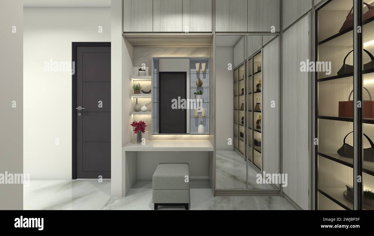 Modern Dressing Table and Clothes Wardrobe Cabinet Design Stock Photo ...