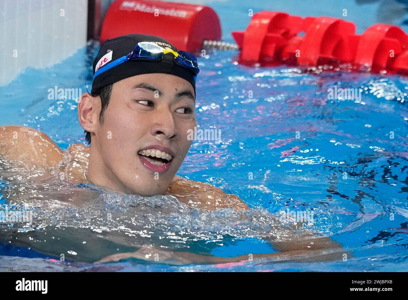 Tomoru Honda of Japan celebrates after competing in the men's 200-meter ...