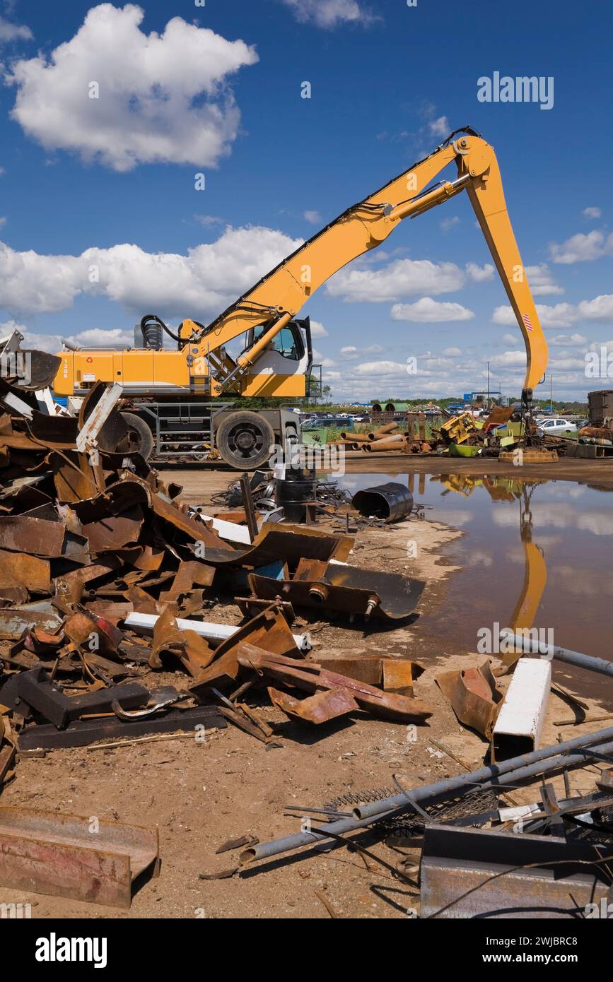 Assorted rusted steel, metal parts, pieces and crane loader with ...