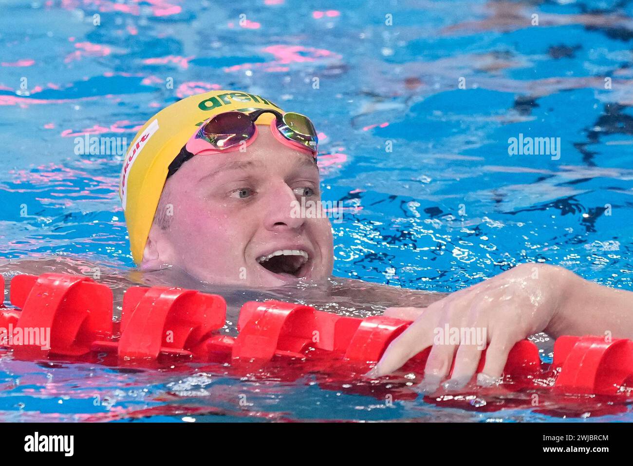 Sam Williamson of Australia celebrates after competing in the men's 50 ...