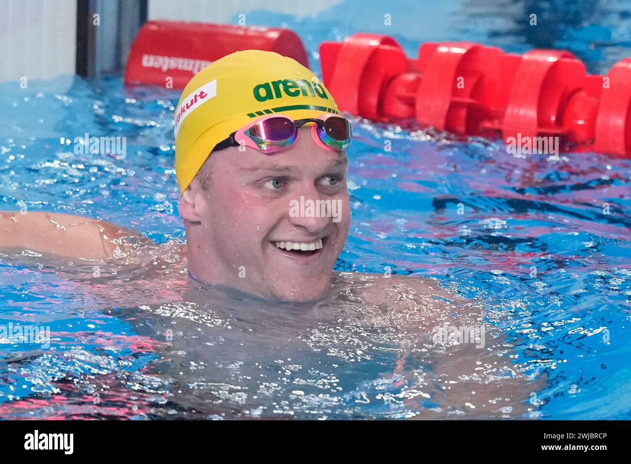 Sam Williamson of Australia celebrates after competing in the men's 50 ...