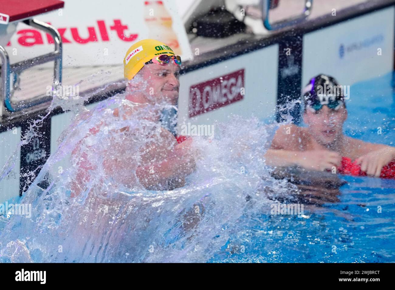 Sam Williamson of Australia celebrates after competing in the men's 50 ...