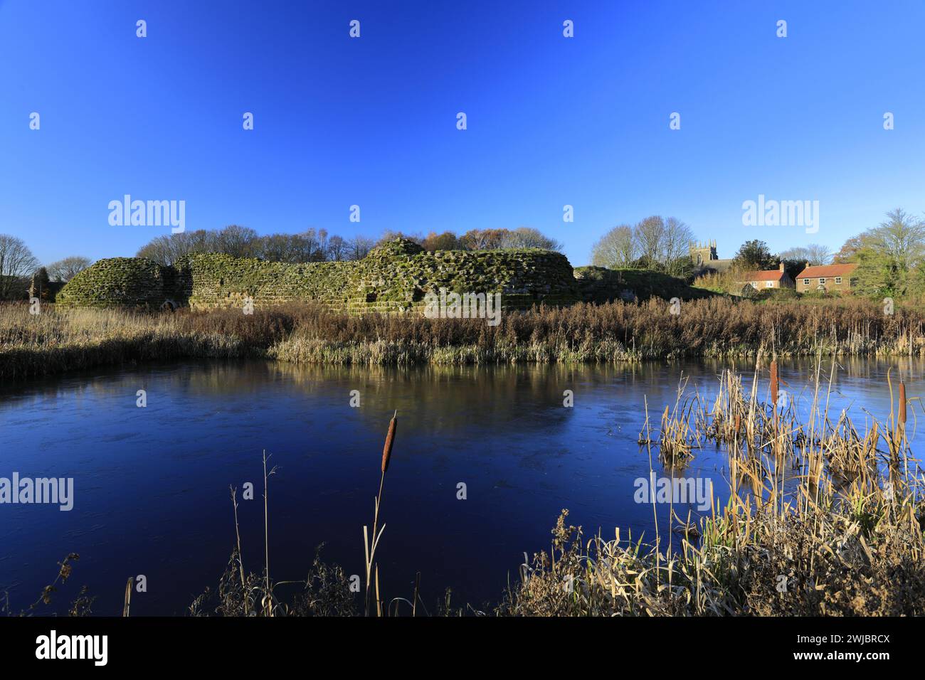 Autumn view over Bolingbroke Castle, a ruined hexagonal castle in ...