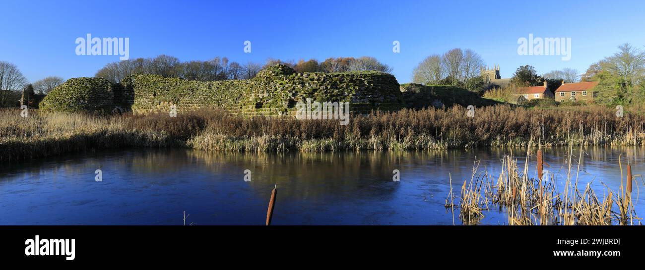 Autumn view over Bolingbroke Castle, a ruined hexagonal castle in ...