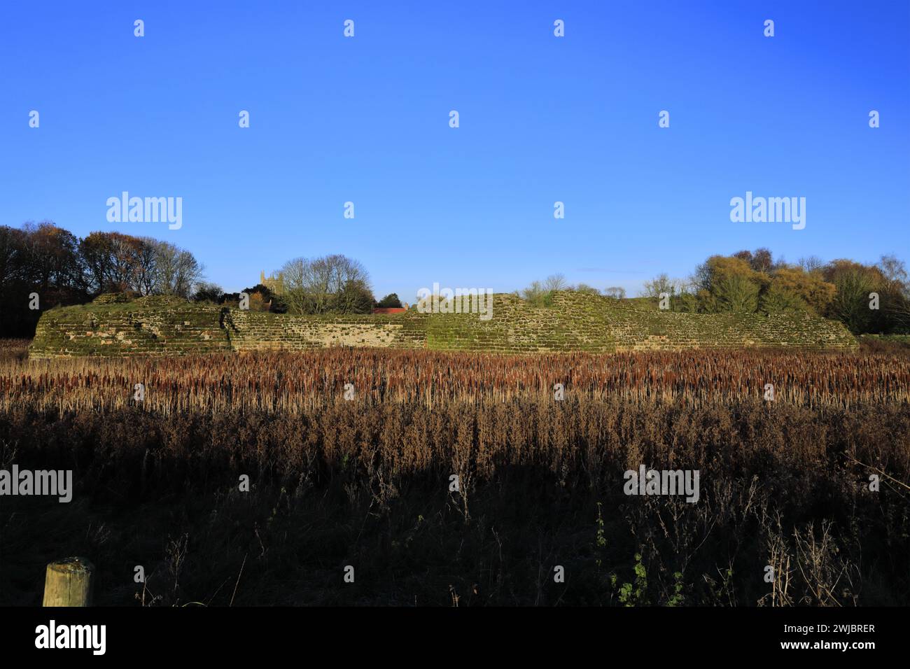 Autumn view over Bolingbroke Castle, a ruined hexagonal castle in ...
