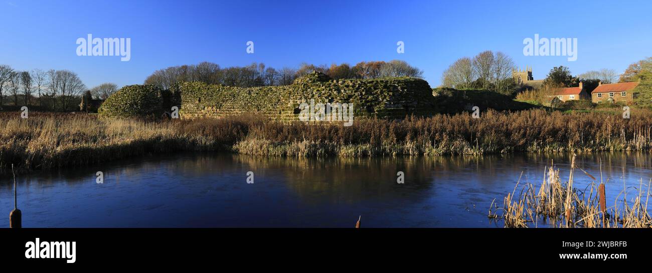 Autumn view over Bolingbroke Castle, a ruined hexagonal castle in ...