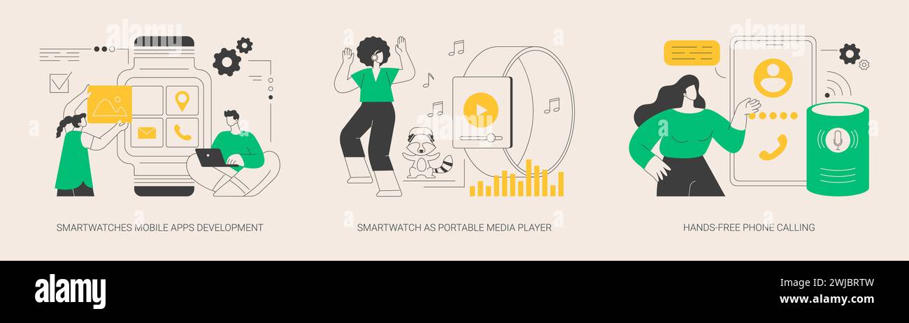 Wearable devices abstract concept vector illustrations Stock Vector ...