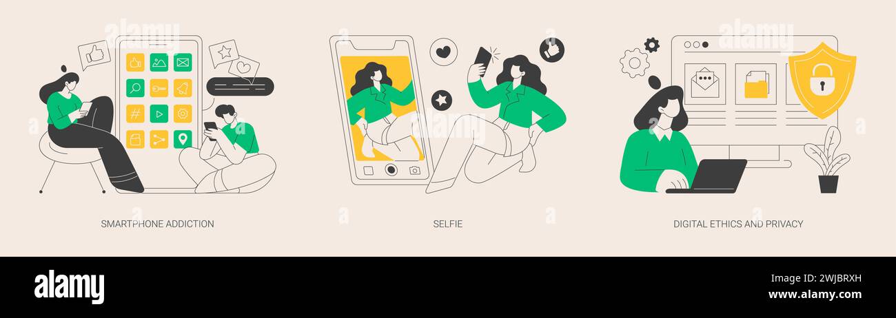 Digital behaviour abstract concept vector illustrations Stock Vector ...