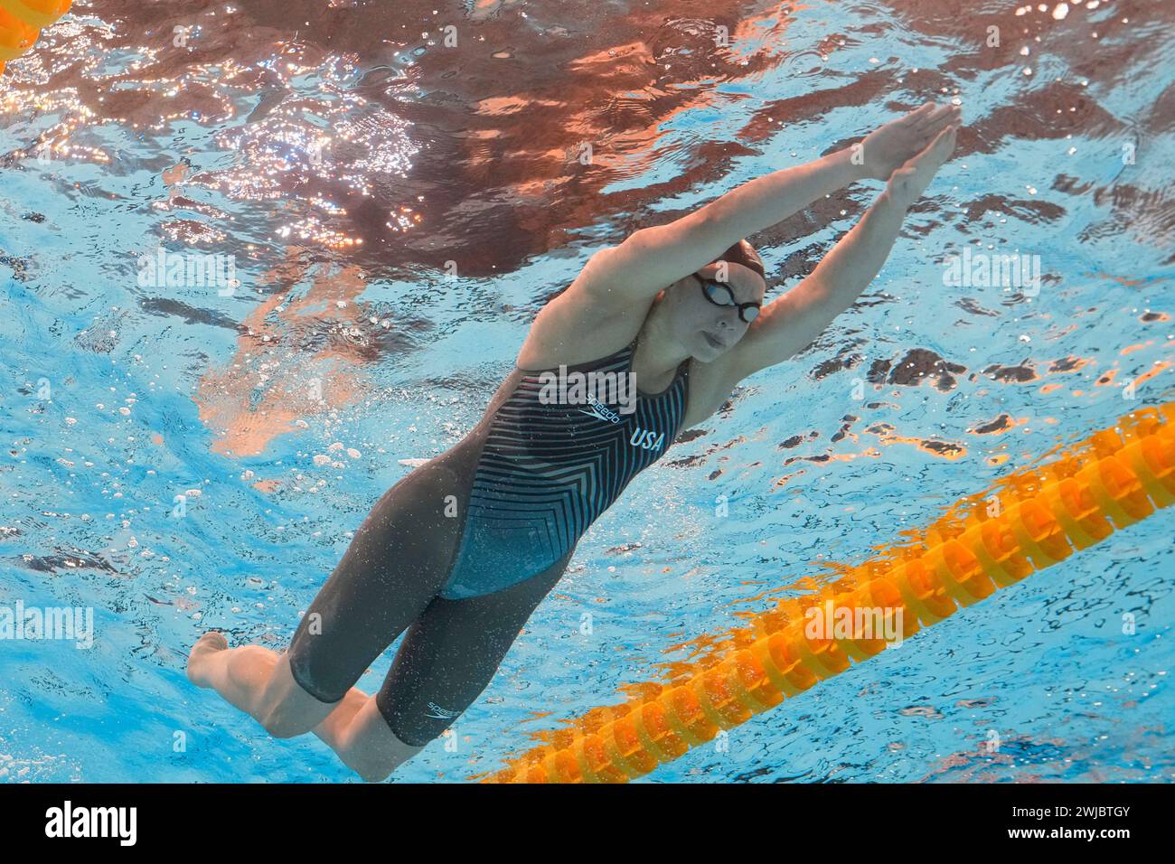 Rachel Klinker of the United States competes in the women's 200-meter ...