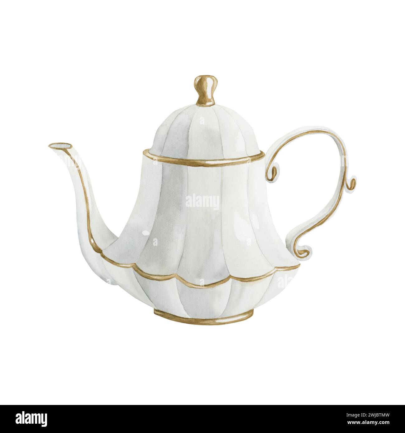 Teapot illustration watercolor Cut Out Stock Images & Pictures - Alamy