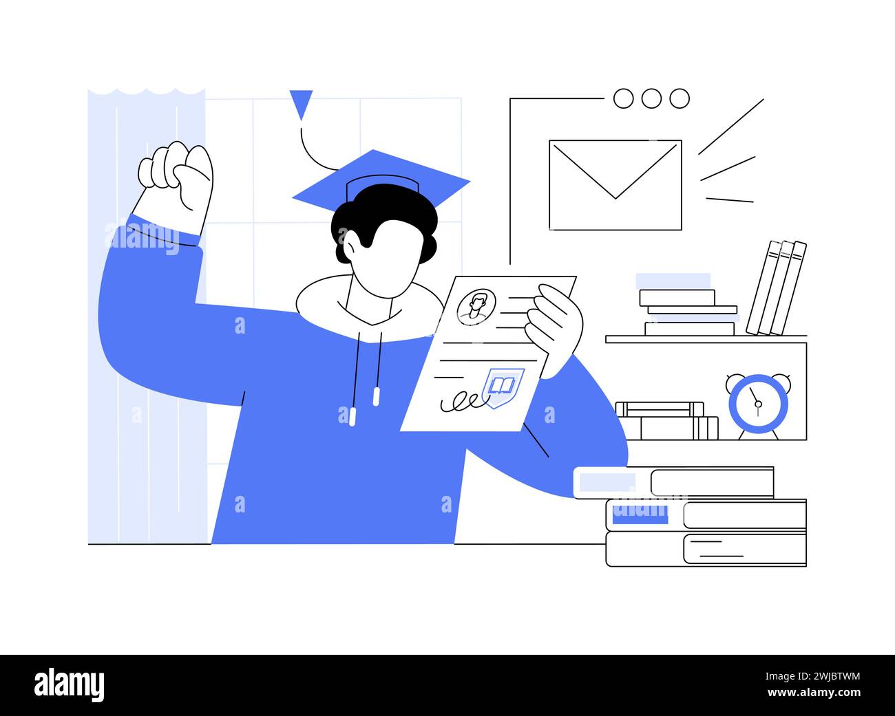 Getting acceptance letter isolated cartoon vector illustrations Stock ...