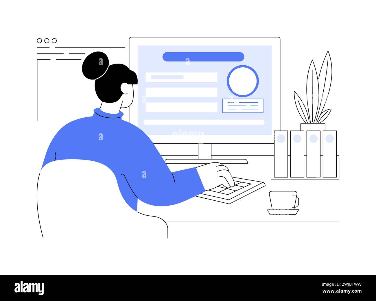 Fill the application form online isolated cartoon vector illustrations ...