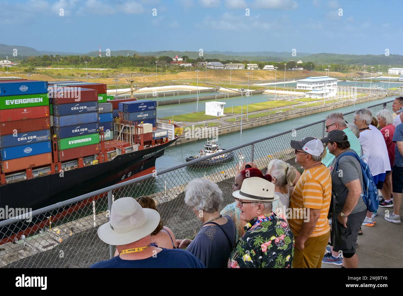 Colon, Panama - 22 January 2024: People on the observation deck of the ...