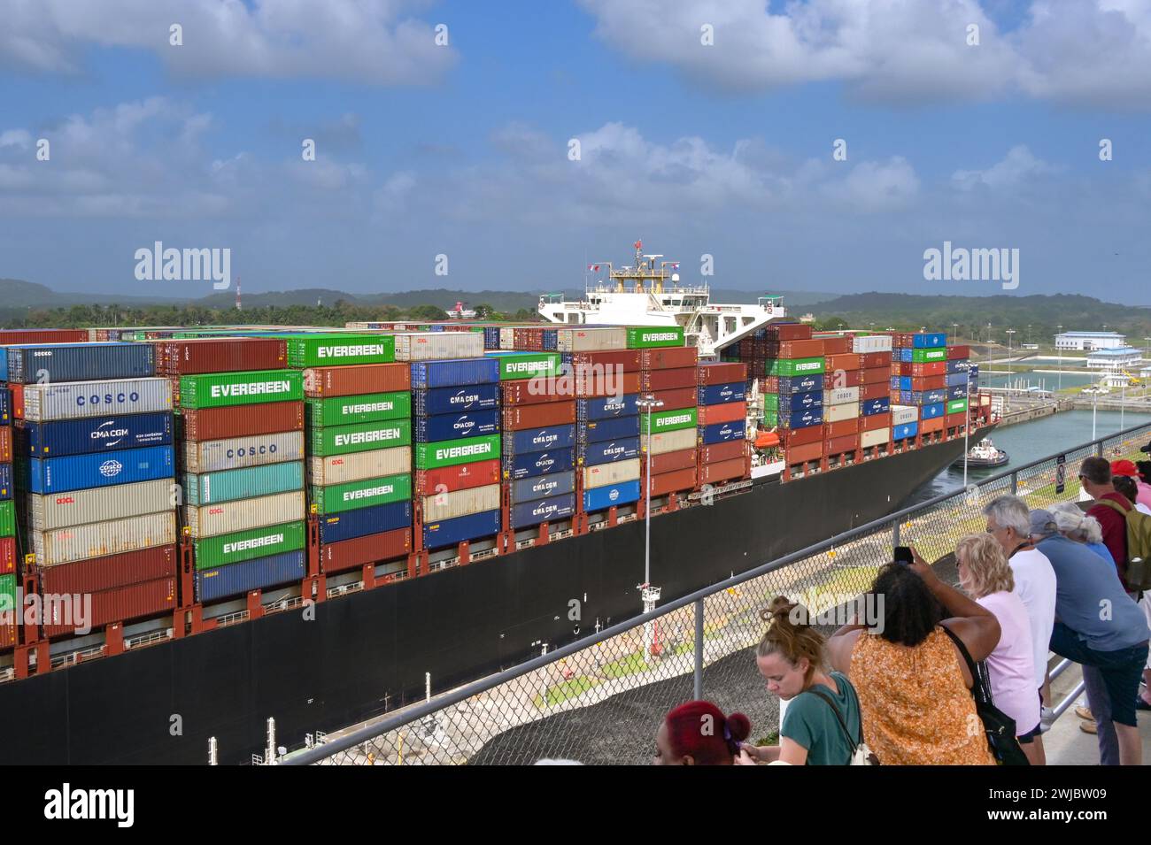 Colon, Panama - 22 January 2024: People on the observation deck of the ...