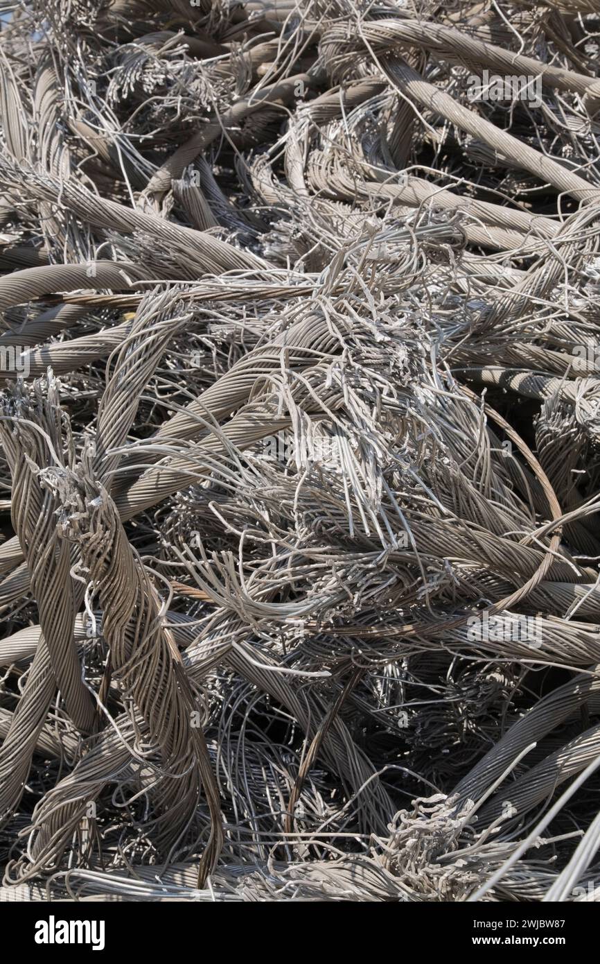 Discarded steel wire cables at scrap metal recycling yard Stock Photo ...