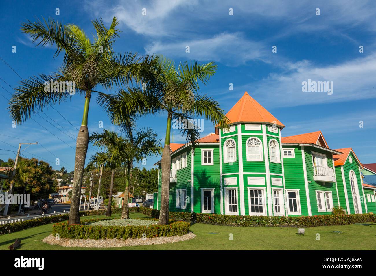 Colorfully-painted buildings in the Pueblo Principe tourist shopping ...