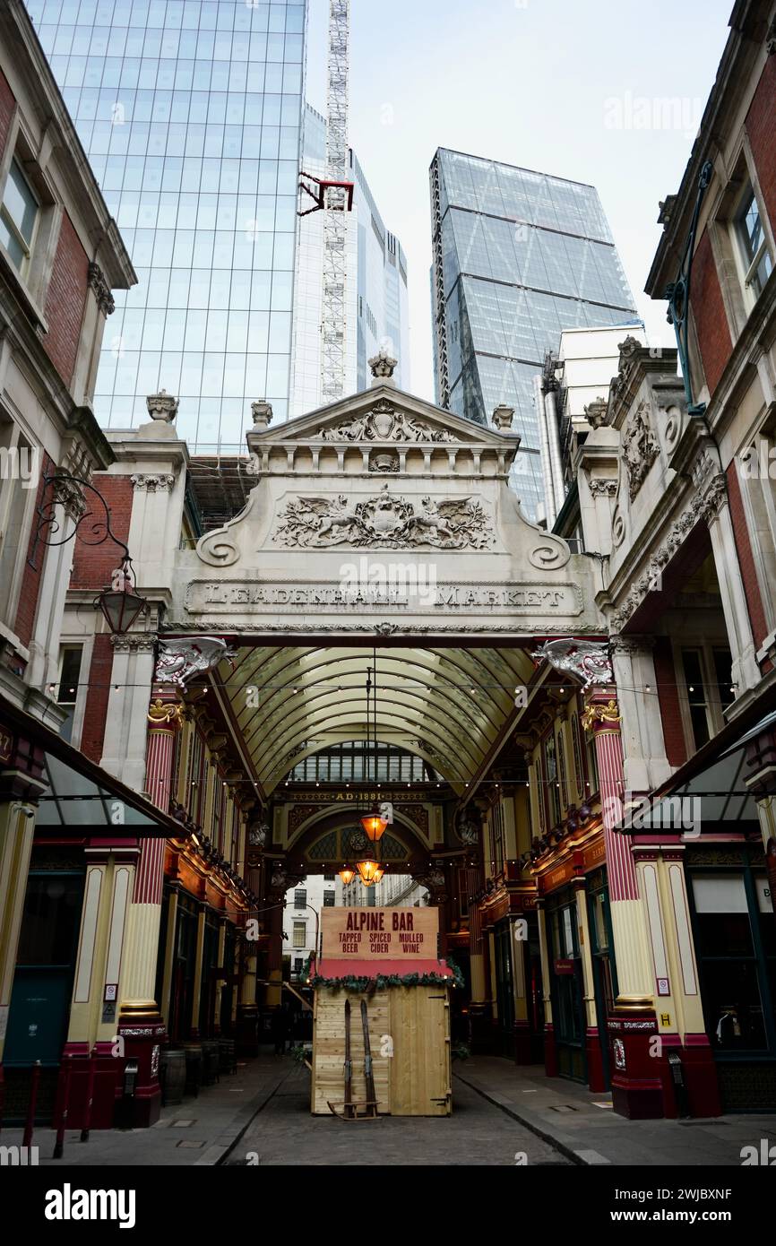 Entrance to The historic Leadenhall Market in The City of London with ...