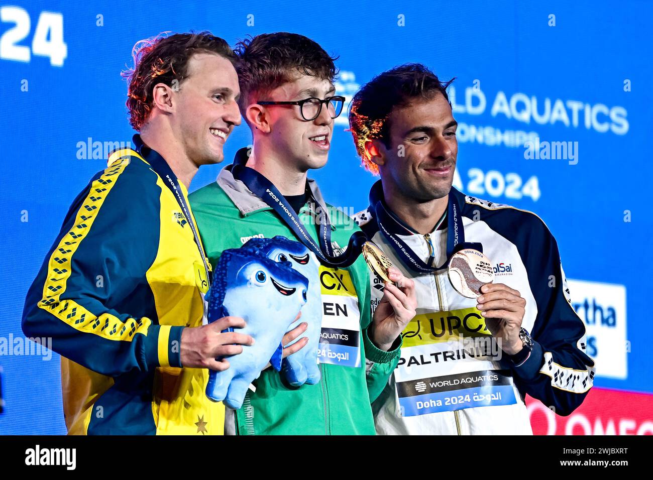 Doha, Qatar. 14th Feb, 2024. Elijah Winnington of Australia, silver ...