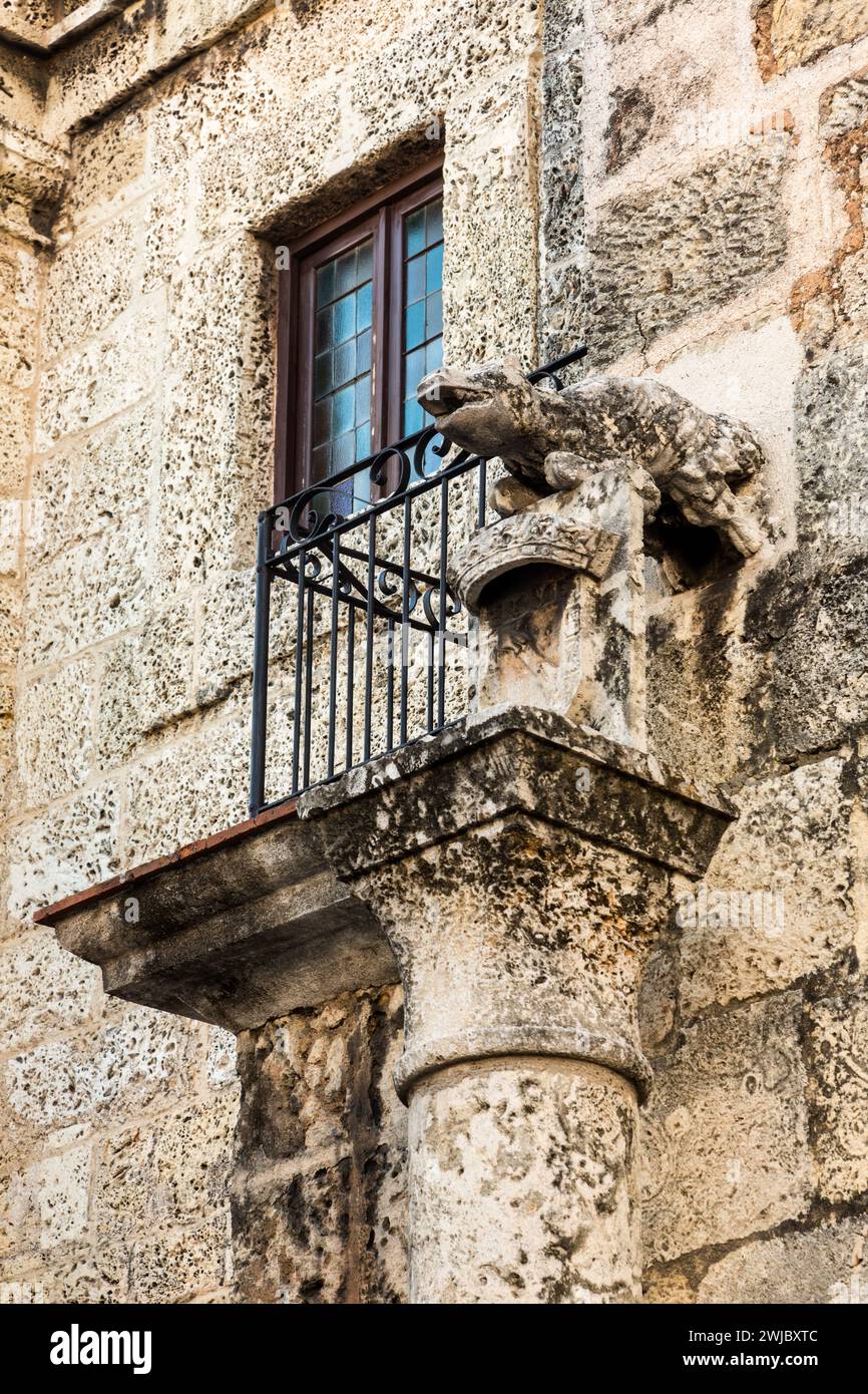 Carved stone gargoyle on the historic House of the Jesuits in the ...