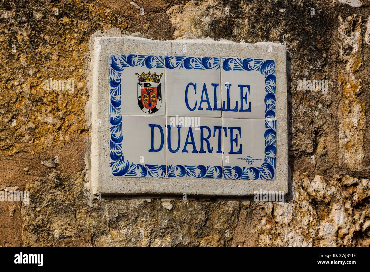 Tile street sign in the old Colonial City of Santo Domingo, Dominican ...