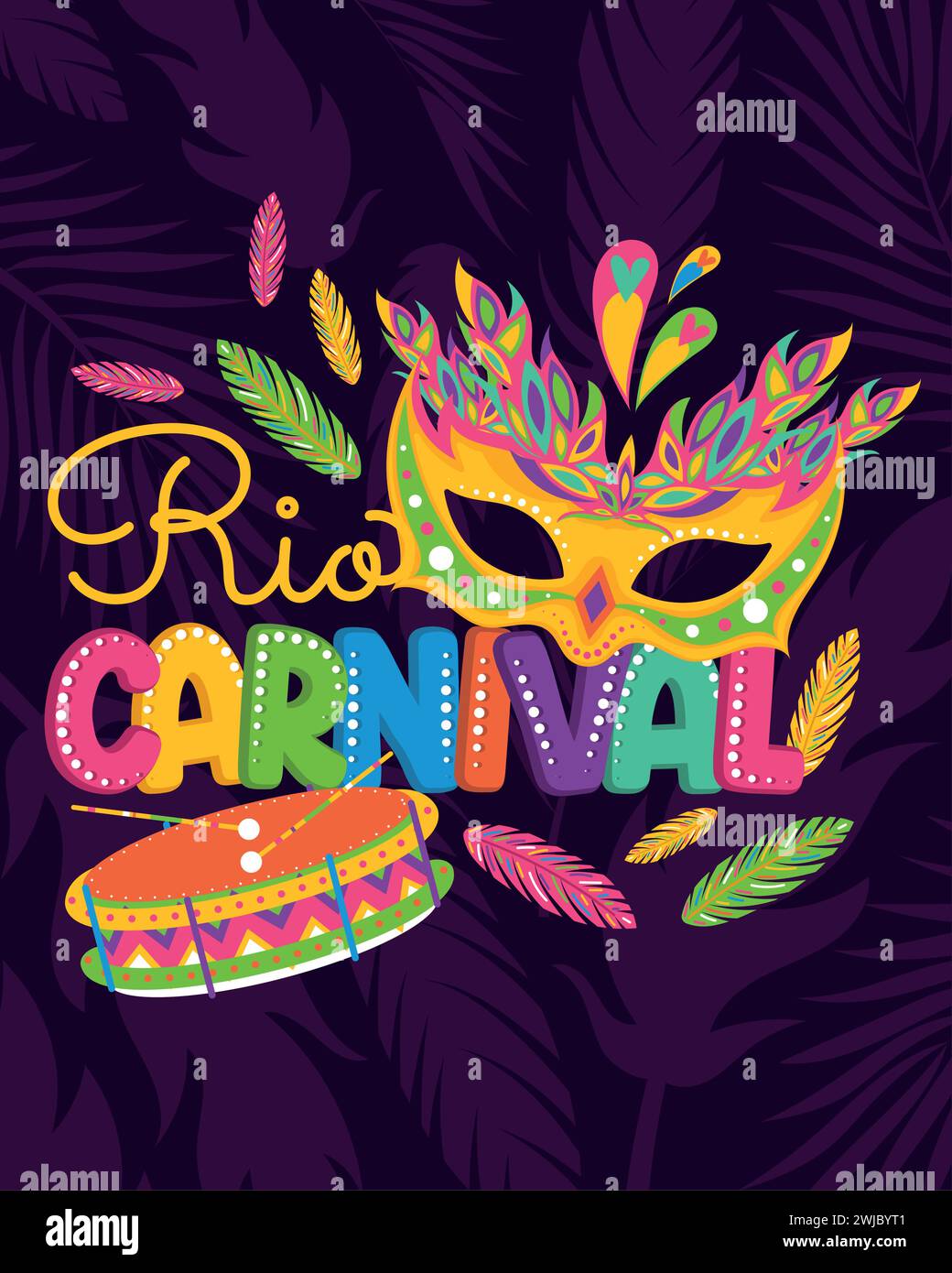 Colored brazilian carnival poster Vector Stock Vector Image & Art - Alamy